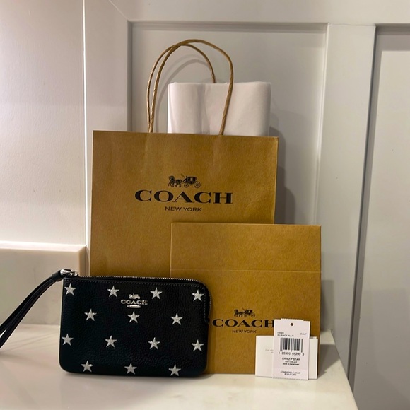 Coach | Bags | Sold Out Coach Wristlet Limited Black Silver Star Gift ...